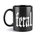 1pc Gothic Feral 11oz Ceramic Coffee Mug Black with White Gothic Text ...