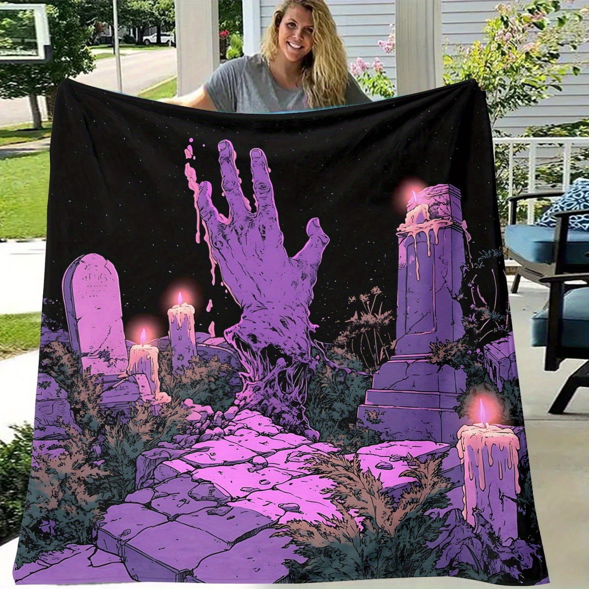 1pc Gothic Horror Throw Blanket - Zombie Hands, Flannel Softness for ...