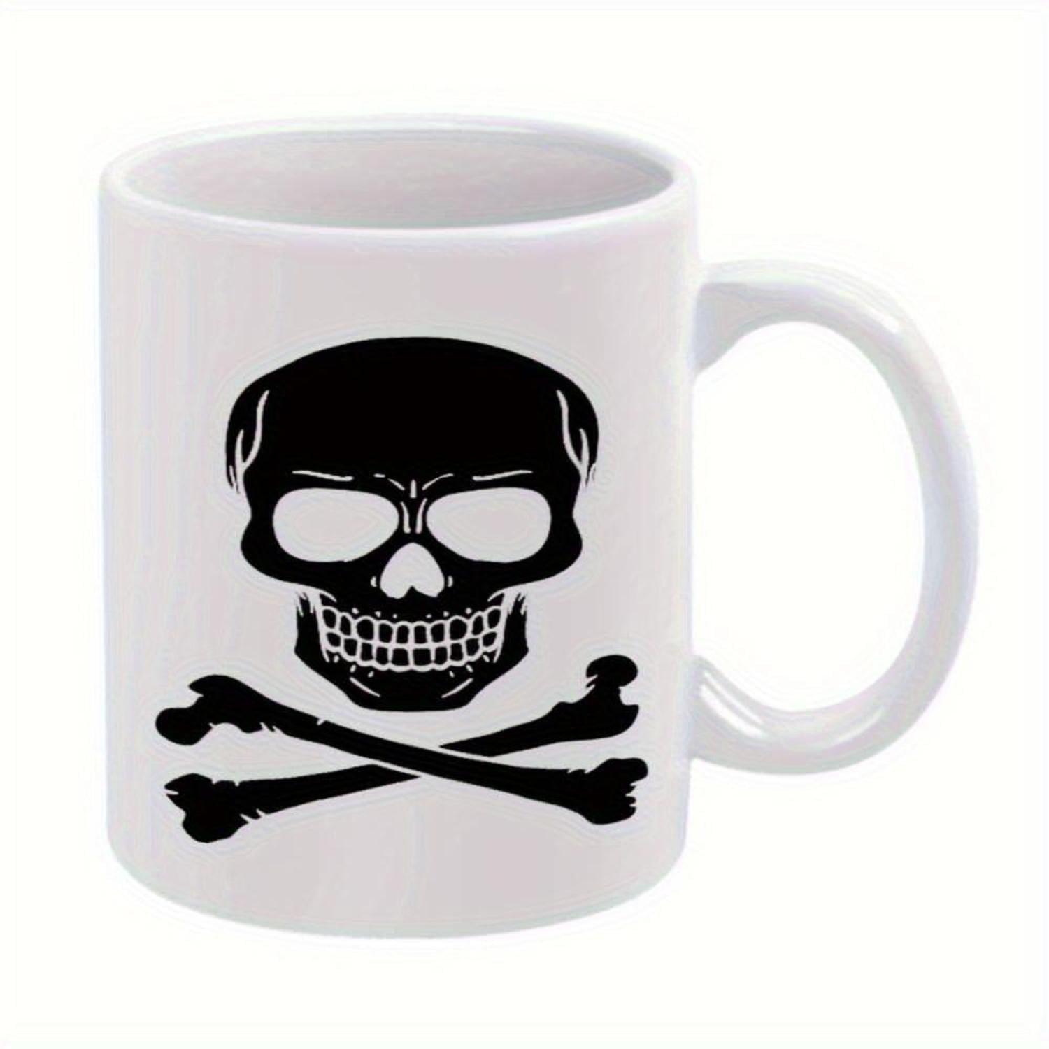 1pc Gothic Pirate Themed Coffee Cup Ceramic Mug with Bold Black White ...