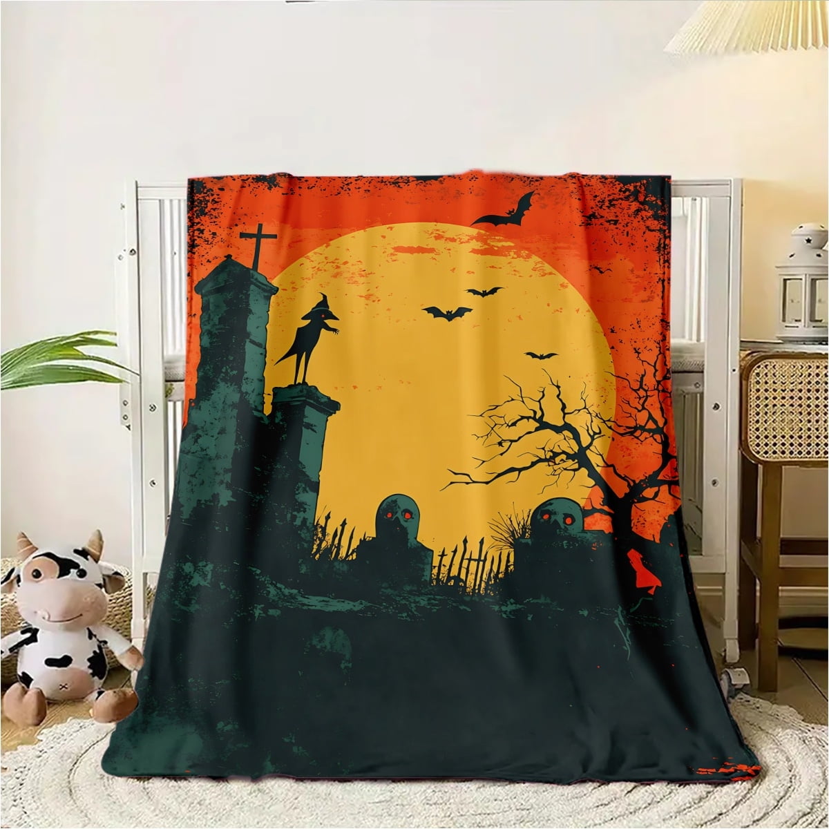 1pc Gothic Vampire Werewolf Zombie Cemetery Throw Blanket - Spooky ...
