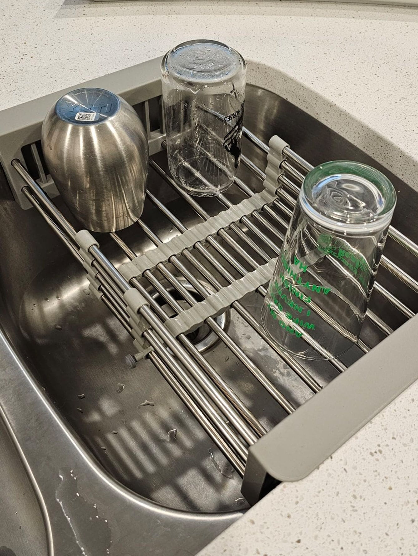 1pc Gray Extendable Sink Dish Rack For Bowl, Plate, Knife, Fork ...