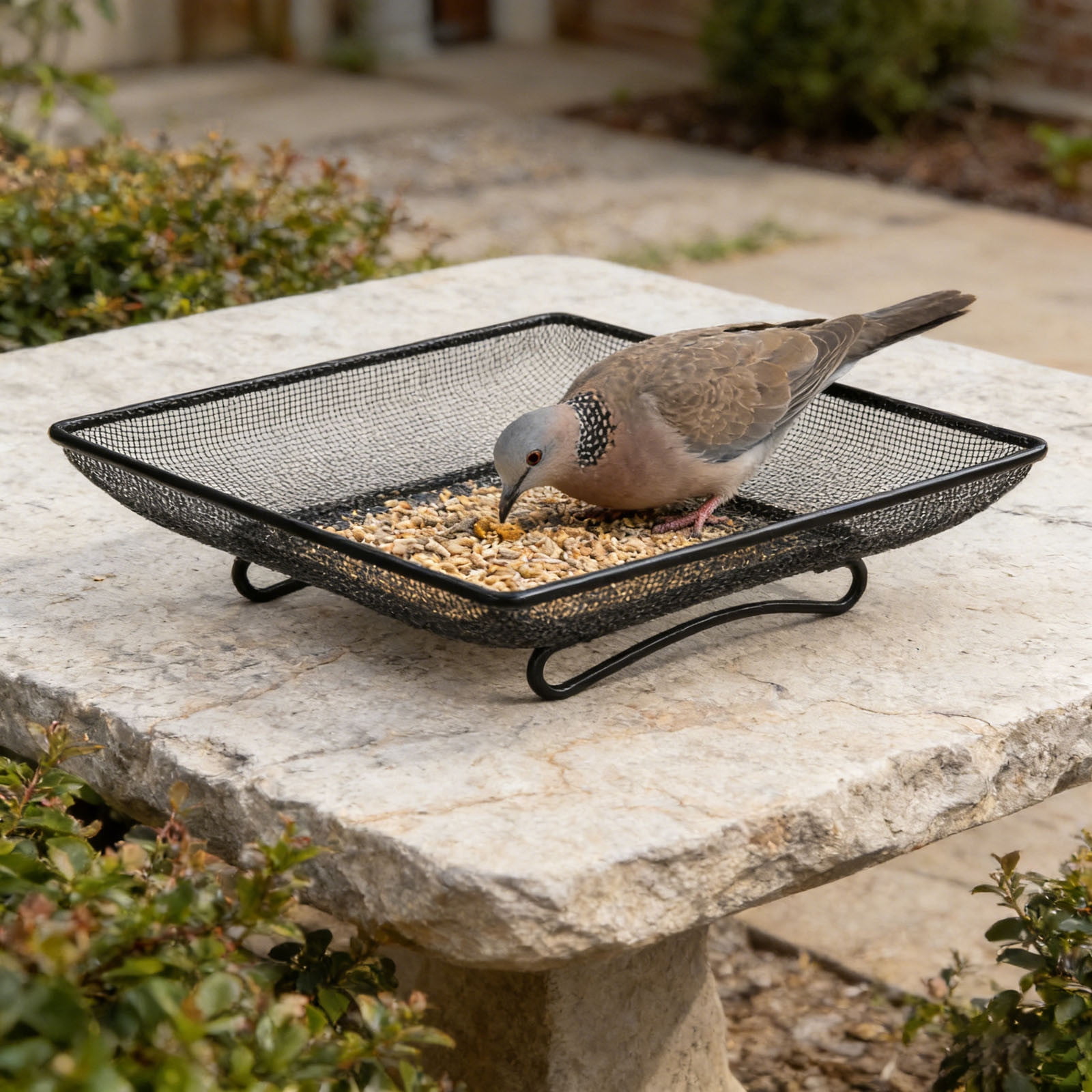1pc Ground Bird Feeder Tray, 6.9inches Square Platform Metal Mesh ...