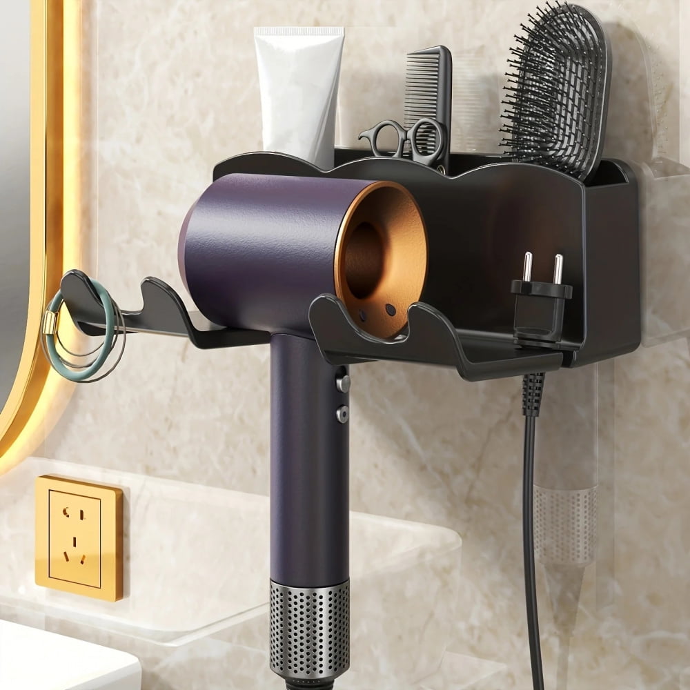 1pc Hair dryer storage rack, non perforated bathroom wall mounted ...