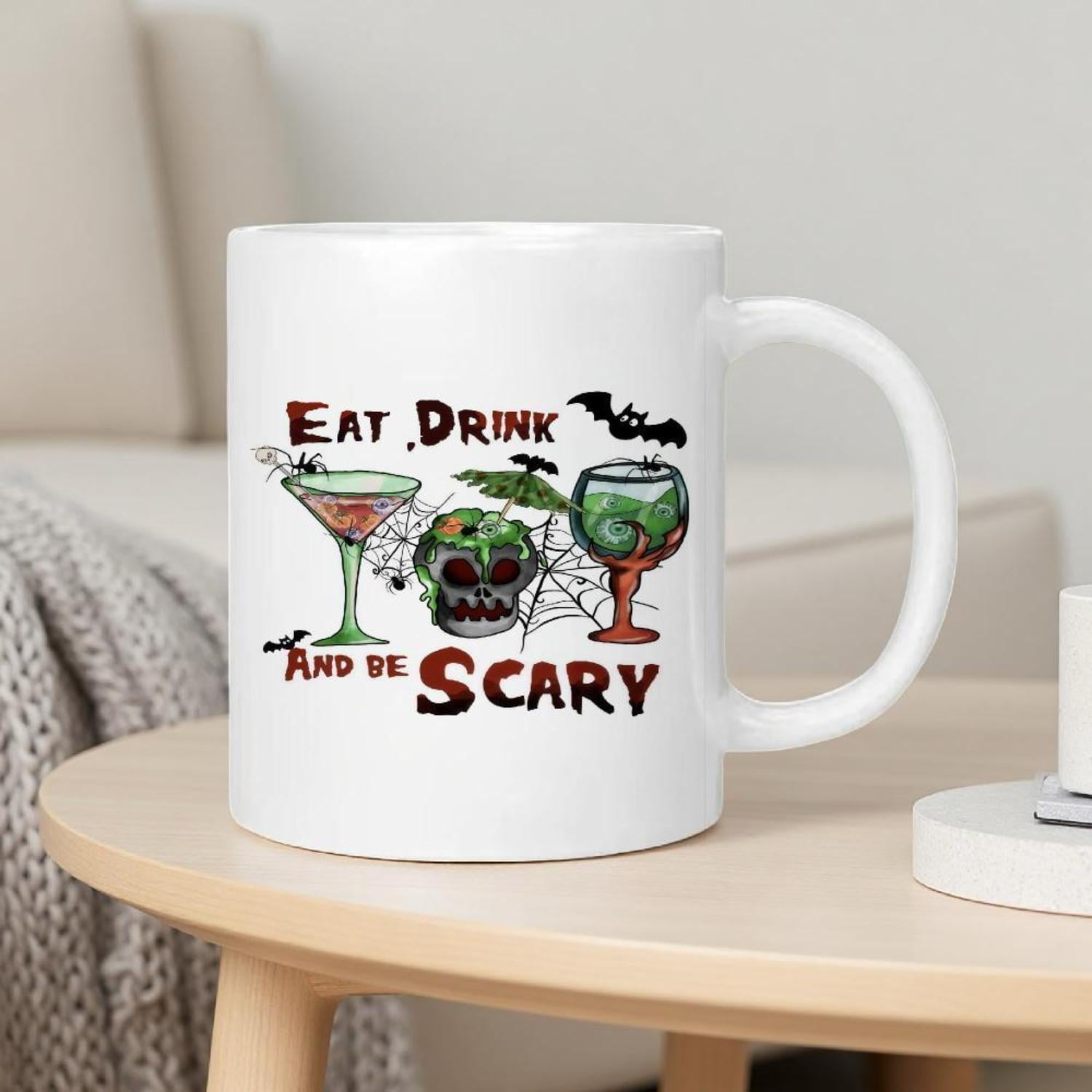 1pc Halloween Ceramic Mug Spooky Drink Be Scary Cup with Ghosts Bats ...