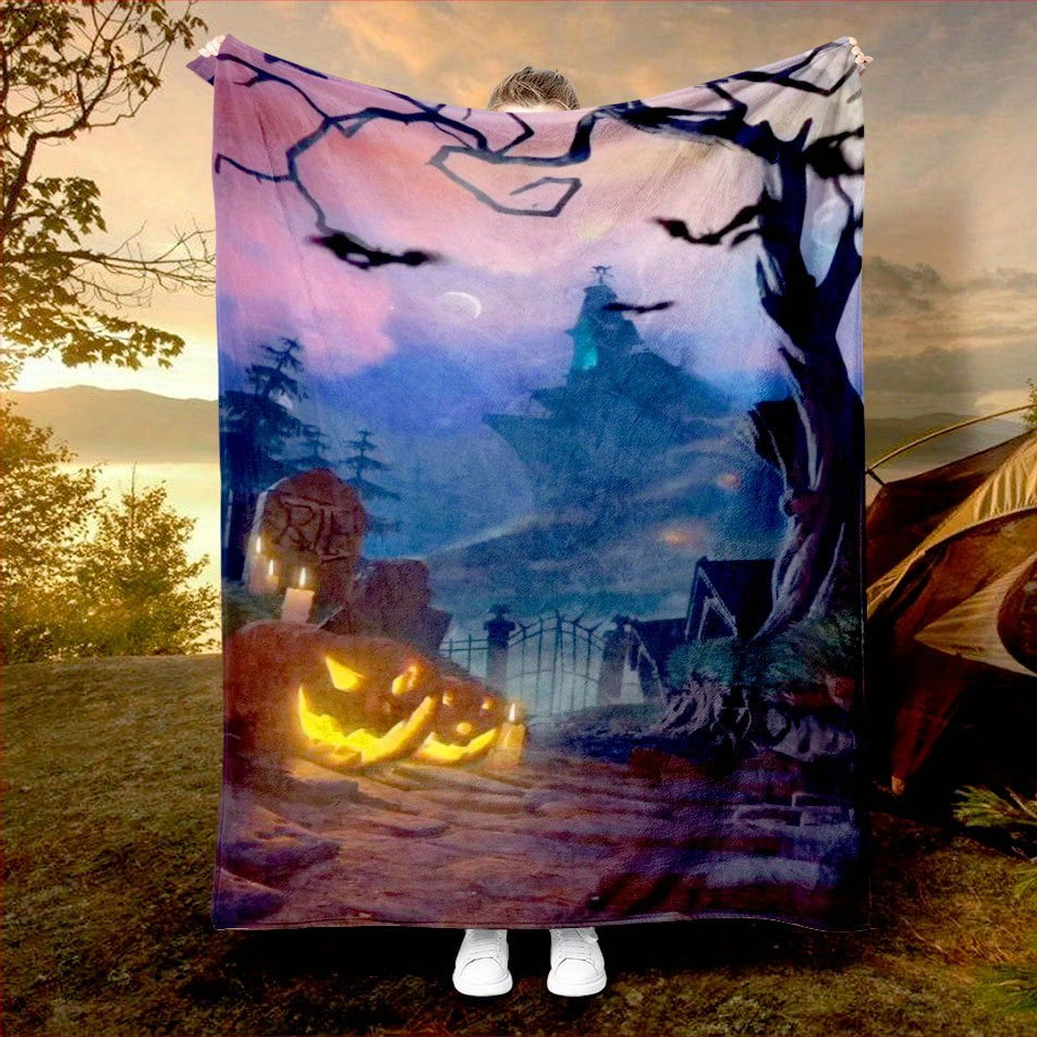 1pc Halloween & Day of the Dead Flannel Blanket - Soft Warm Throw with ...