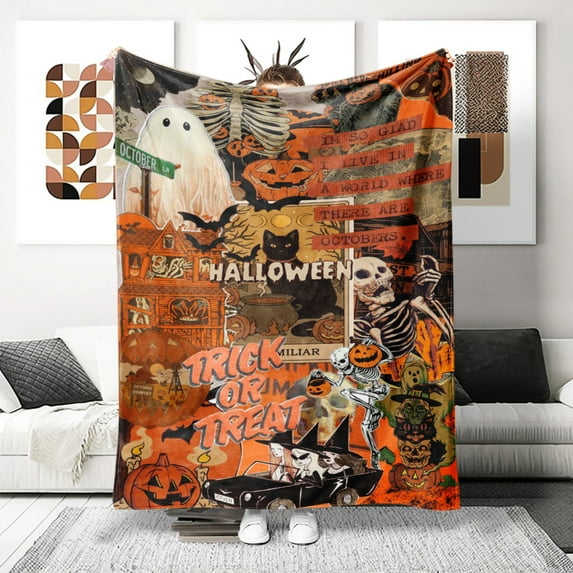 1pc Halloween Magic Trick or Treat Plush Blanket - Spooky Witches ...
