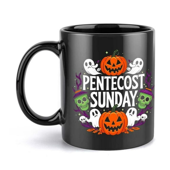 1pc Halloween Mug Spooky Ghosts Pumpkin Design Black Cup with Orange ...