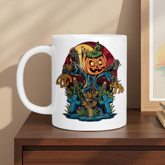 1pc Halloween Mug Spooky Pumpkin Ghosts Bats Haunted House Design 11oz ...