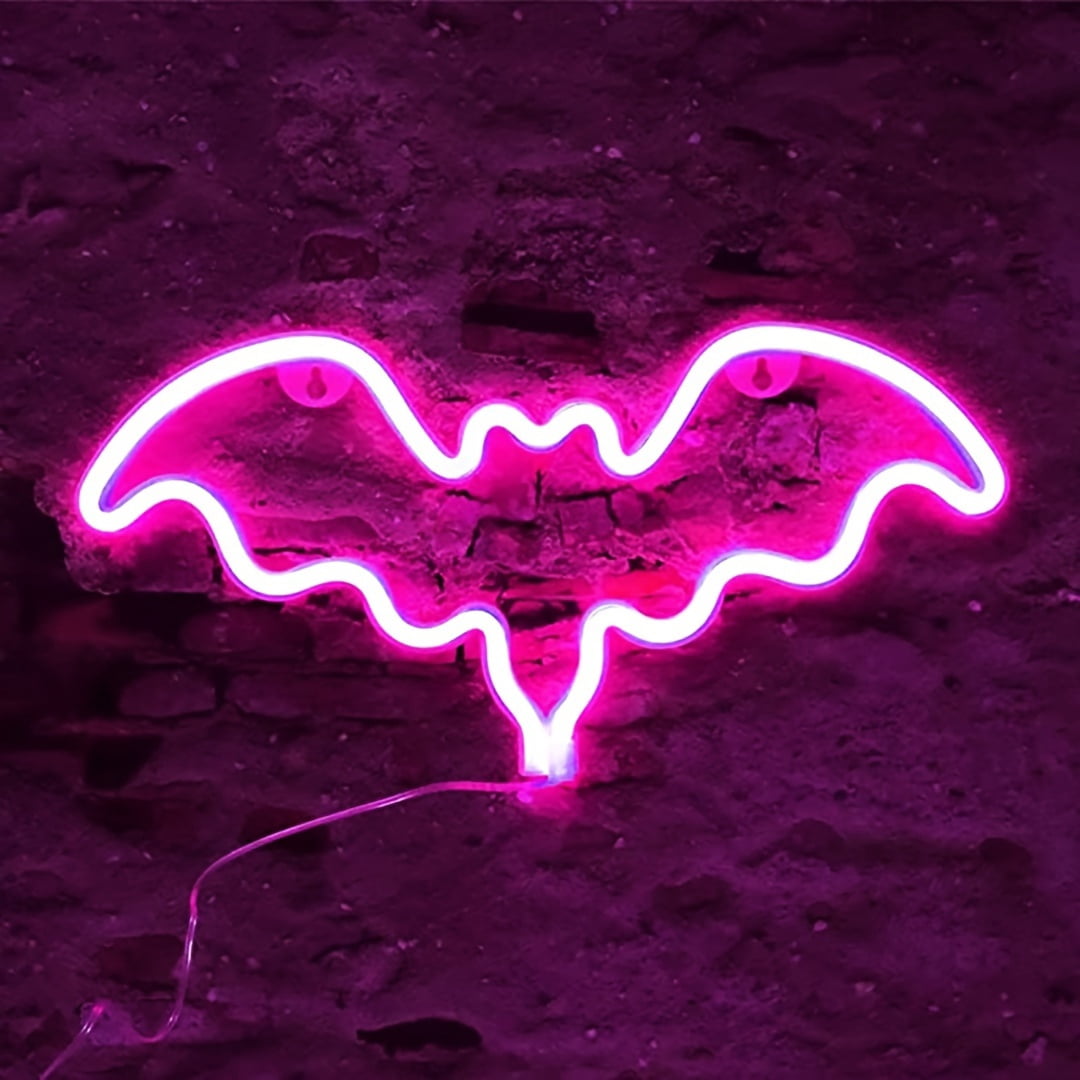 1pc, Halloween Neon Bat Decoration, USB Or Battery Powered - Dual Power ...