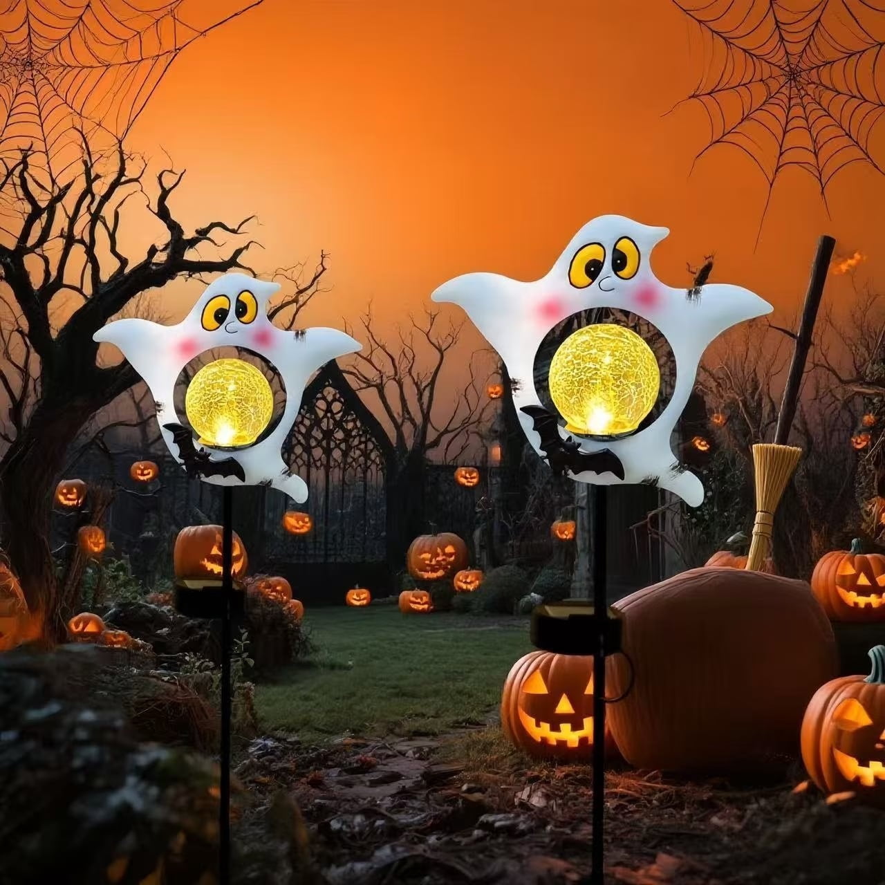 1pc Halloween Outdoor Solar Decorative Lights - IP65 Waterproof Metal ...
