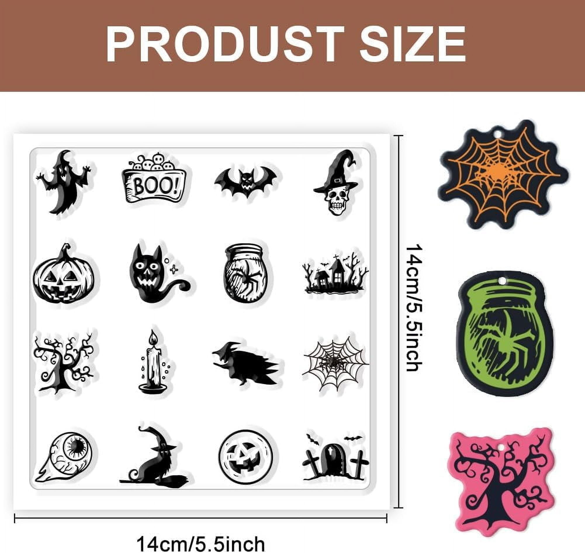 1pc Halloween Polymer Clay Texture Sheets Silicone Texture Stamp Ghosts ...