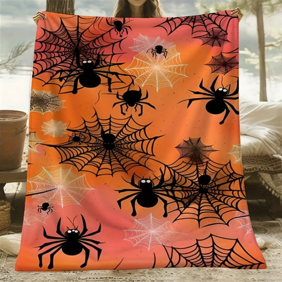 1pc Halloween Spider Web Flannel Blanket - Soft, Cozy, and Durable ...