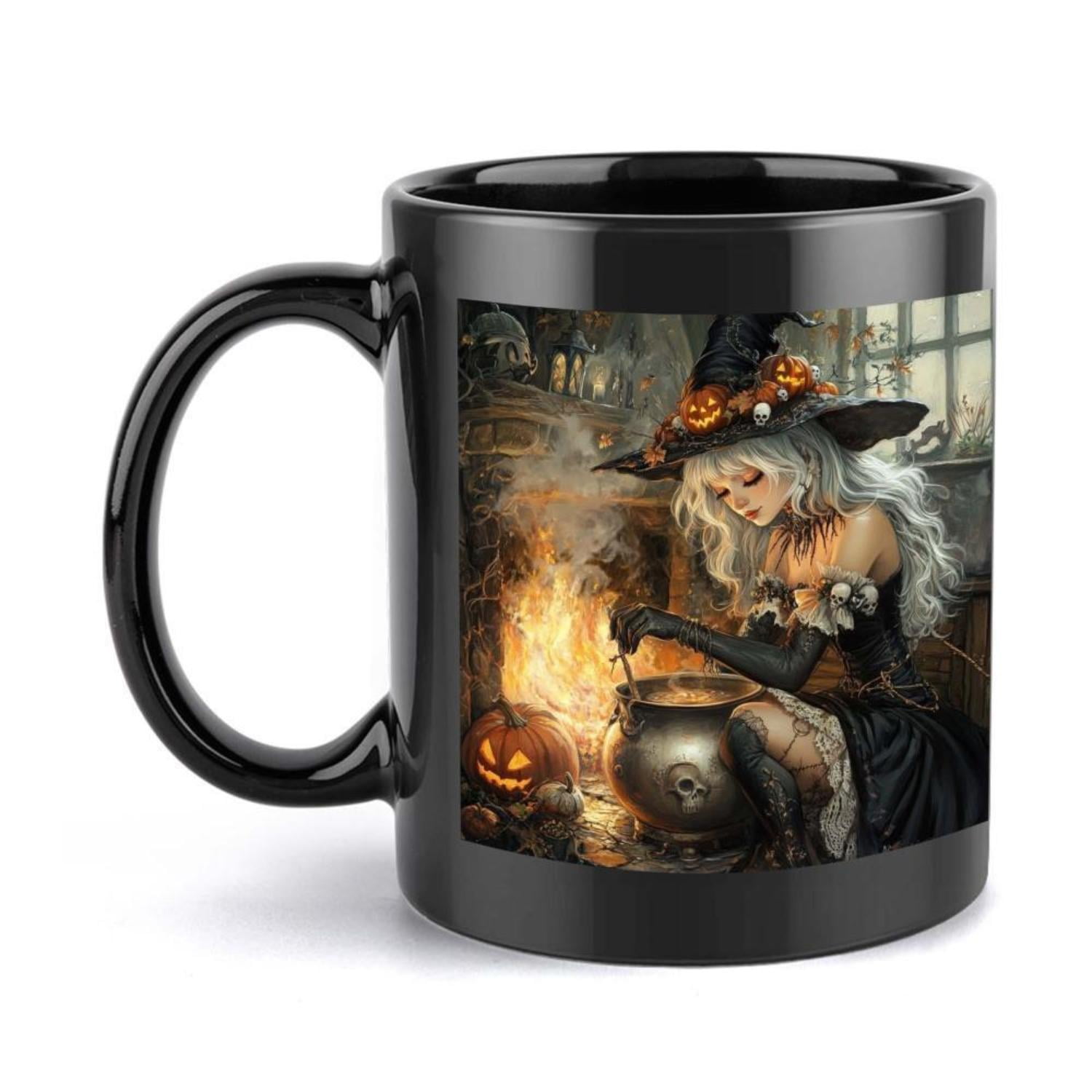1pc Halloween Witch Pumpkin Cauldron Art Coffee Mug 11oz Ceramic Cup ...