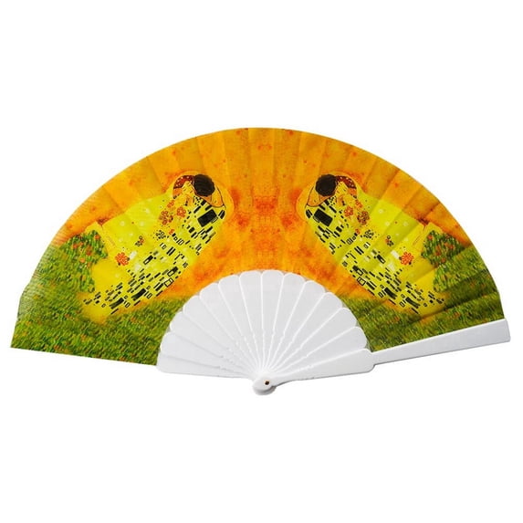 1pc Hand Fan Art Paiting The Kiss Foldable 9inch 23cm Portable Oxford ...