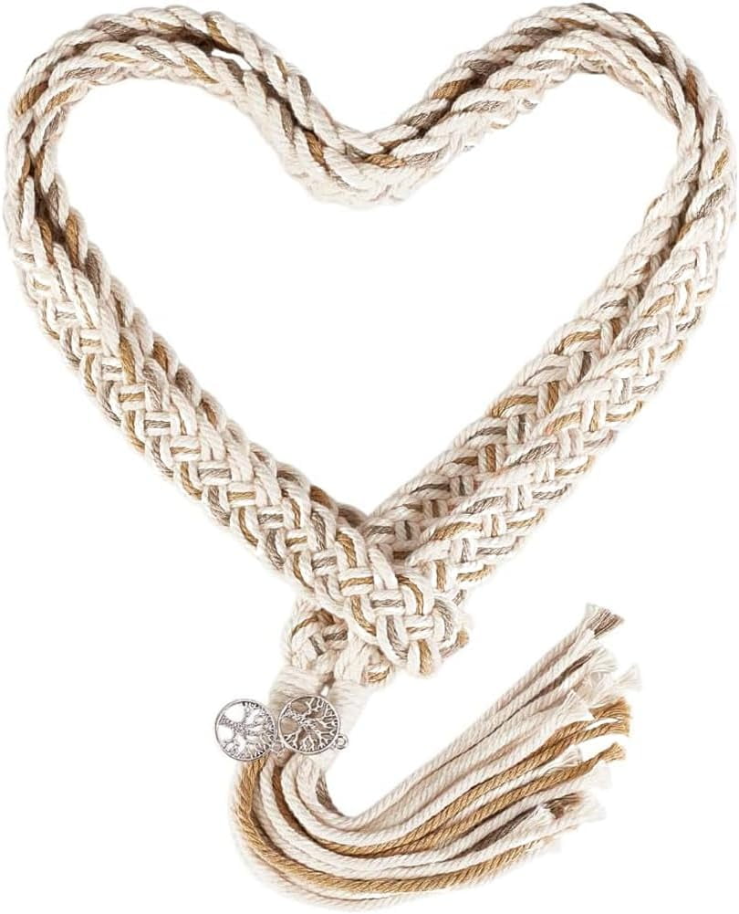 1pc Hand-Woven Wedding Rope with Alloy Pendants Sandy Brown 1600mm ...