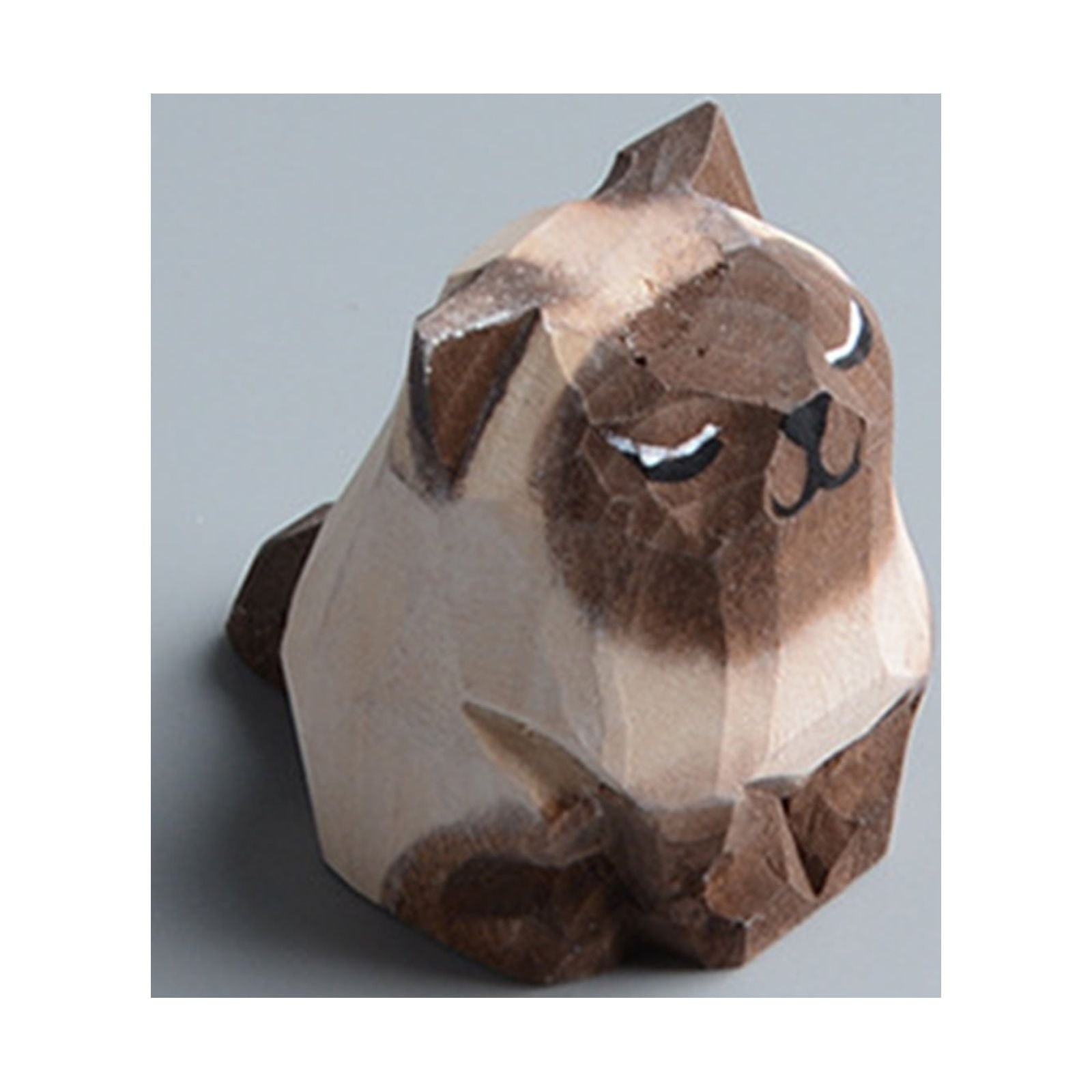 1pc Handmade Wooden Cat Sculpture Ornament Mini Cute Orange Cats ...