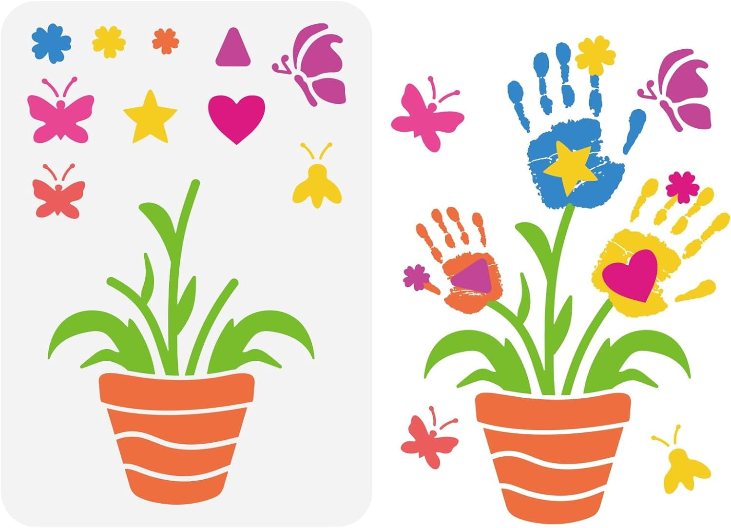 1pc Handprint Plant Painting Stencil 8.3x11.7inch Large Flowerpot ...