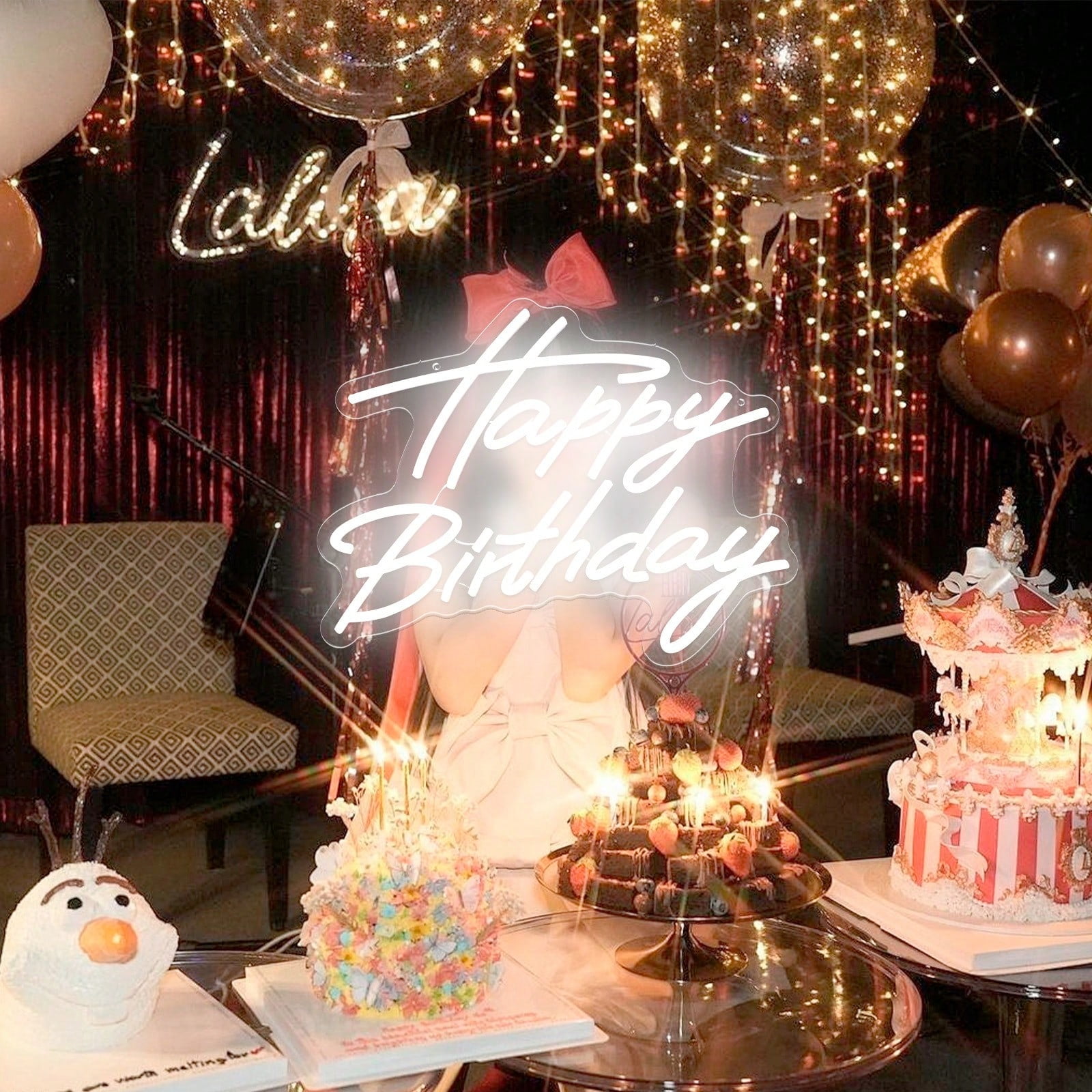 1pc Happy Birthday Neon, LED Happy Birthday Lights, For Wall Decoration ...