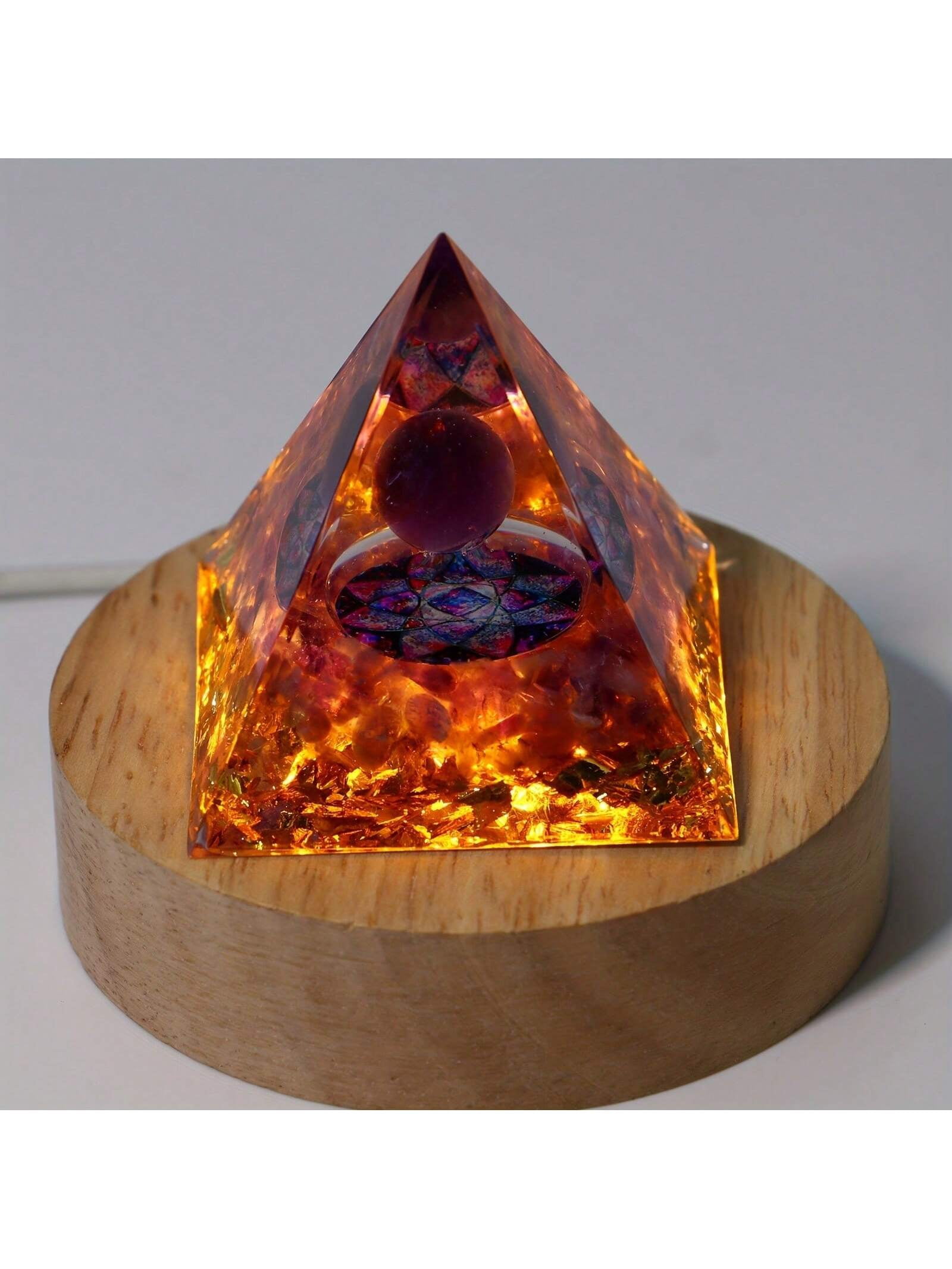 1pc Healing Crystals Orgonite, Energy Stone, Resin Pyramid Sculpture ...