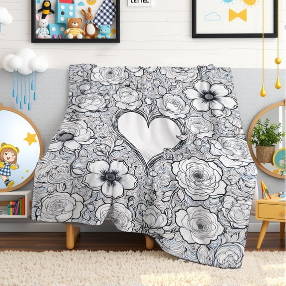 1pc Heart-Shaped Floral Print Blanket - Soft Flannel, All-Season Cozy ...