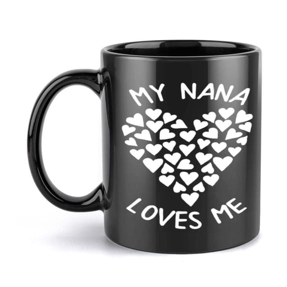 1pc Heart Shaped MY NANA LOVES ME Funny Ceramic Mug 11oz Black Coffee ...