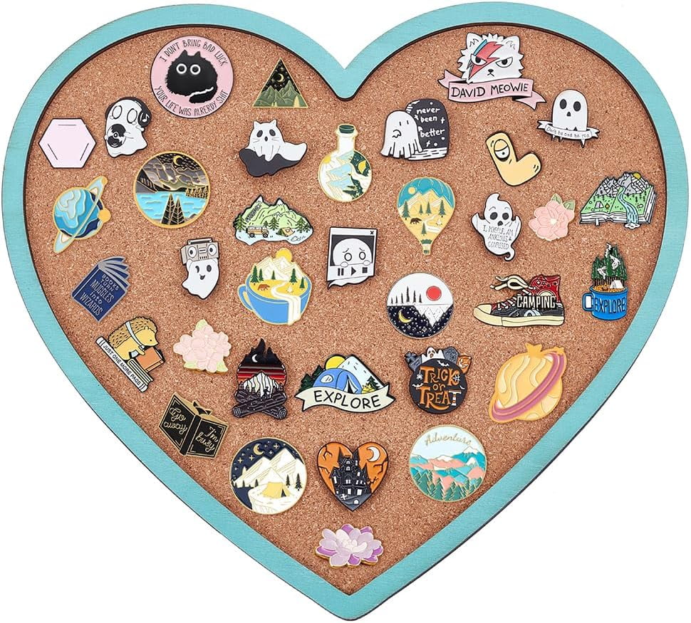 1pc Heart Wall Mounted Brooch Jewelry Display Cork & Plywood Tray ...