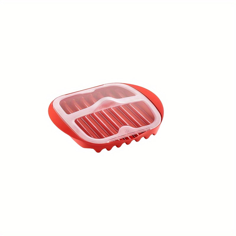 1pc Heat Resistant Silicone Bacon Cooker with Grease Drip Tray and ...