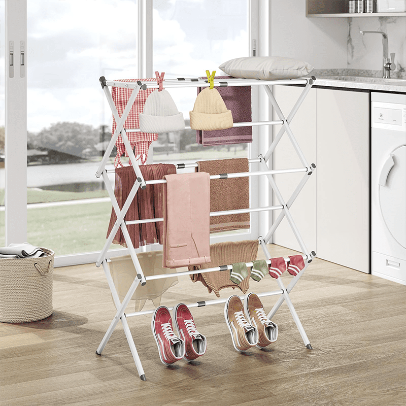 1pc Heavy Duty Stainless Steel Drying Rack- Stand-Alone Folding Washer ...