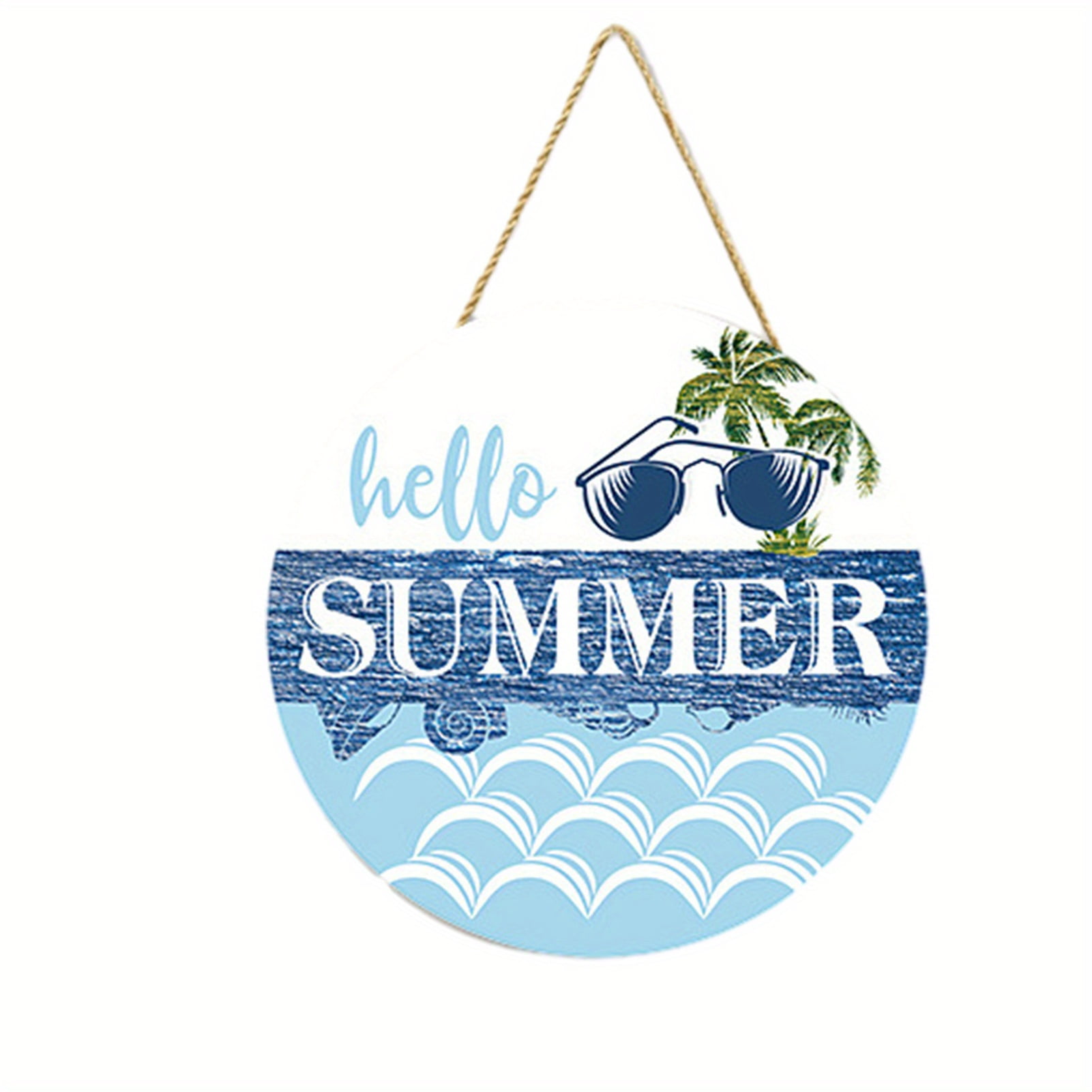 1pc "Hello Summer" Round Wooden Welcome Sign - Rustic Farmhouse Porch ...