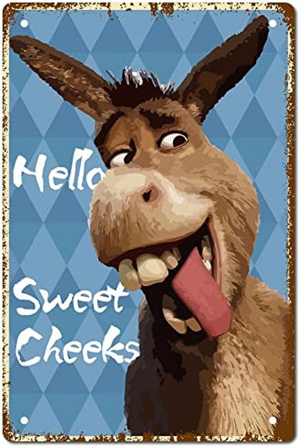 1pc Hello Sweet Cheeks Sign Donkey Tin Sign Funny Bathroom Quote ...