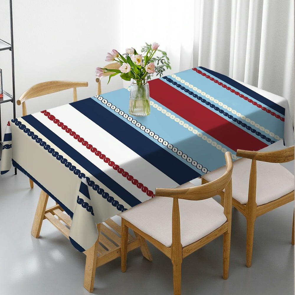 1pc Heritage Nautical Stripes Print Tablecloths rectangle tables large ...