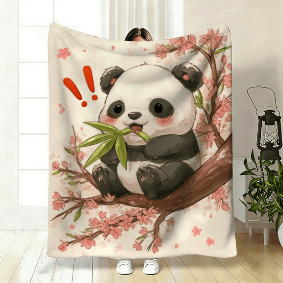 1pc a High-Definition Printed Blanket Featuring a Panda on a Tree ...