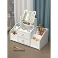 1pc High-End Luxurious White Wooden Makeup Organizer With Large ...