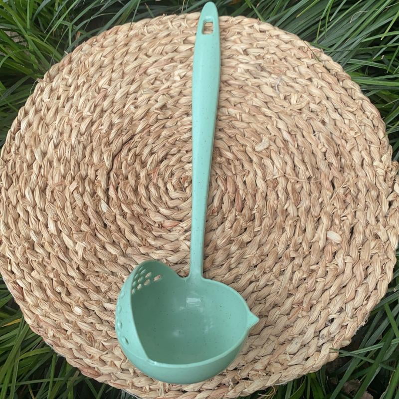 1pc High-Quality 2-in-1 Soup & Strainer Spoon - Long Handle, Wheat ...