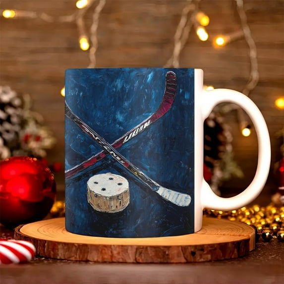 1pc Hockey Ceramic Mug 11oz Sports Themed Porcelain Cup with Hockey ...