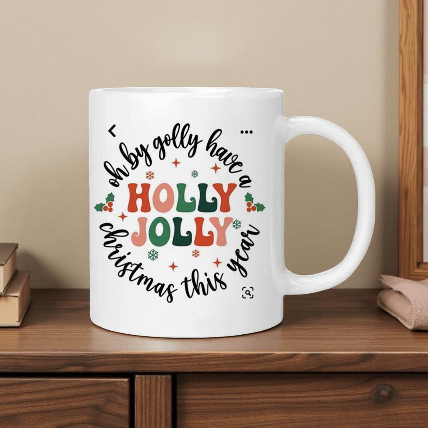 1pc Holly Jolly Christmas Ceramic Mug 11oz 15oz Coffee Tea Cup with ...