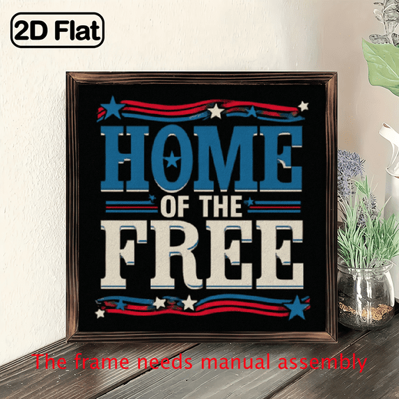1pc Home of the Free Patriotic Rustic Wooden Wall Art - Farmhouse Sign ...