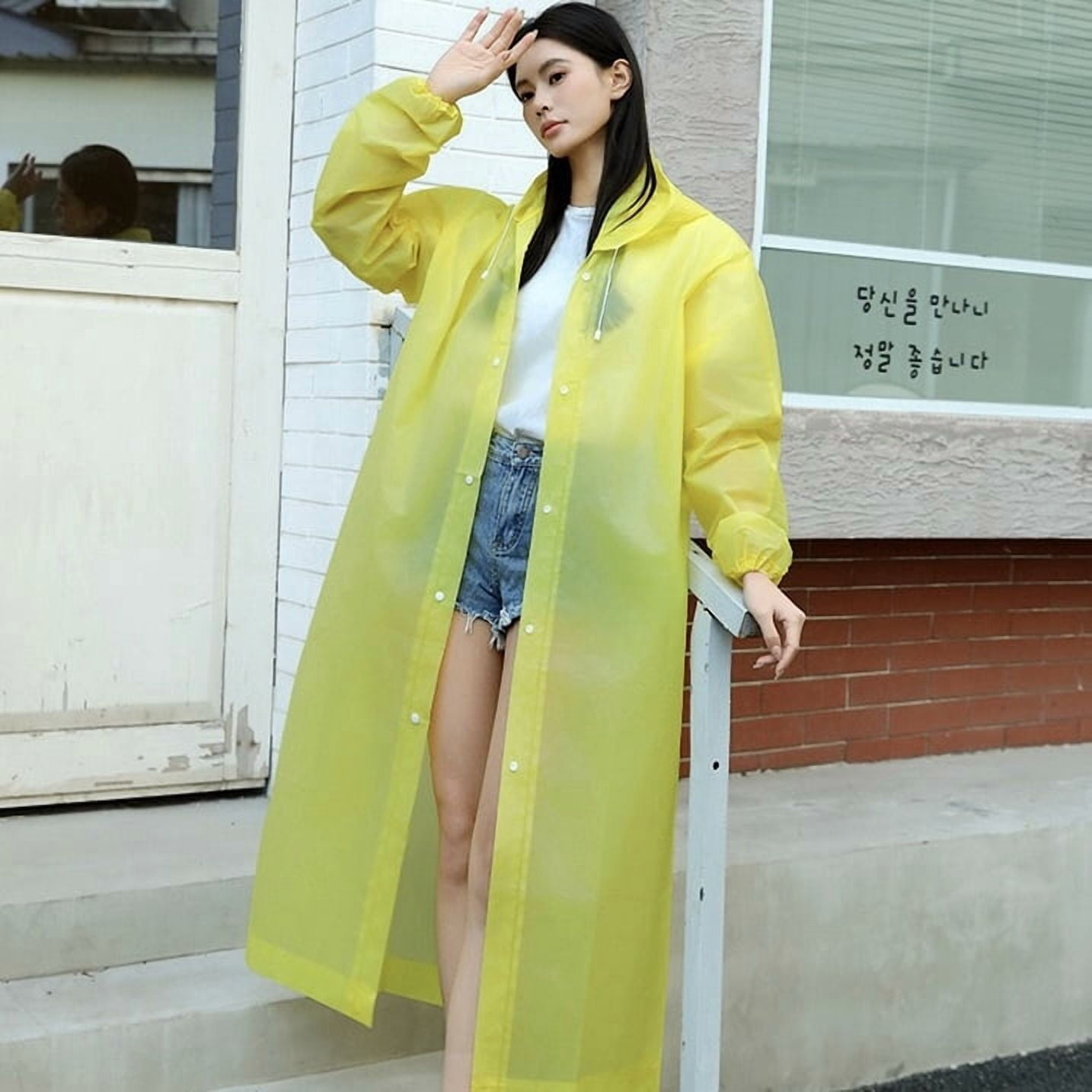 1pc Hooded Rain Coat Women Men Impermeable Thickened Waterproof Tourism ...