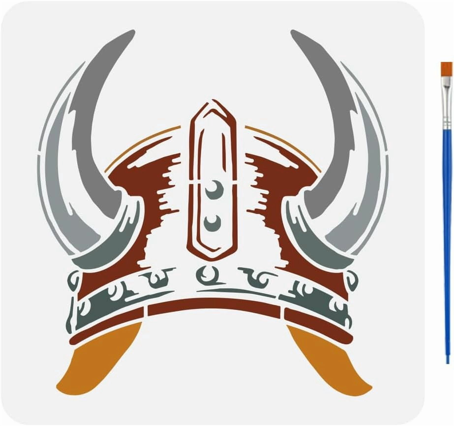 1pc Horned Helmet Stencils 11.8x11.8Inch Helmet Stencils with a Paint ...