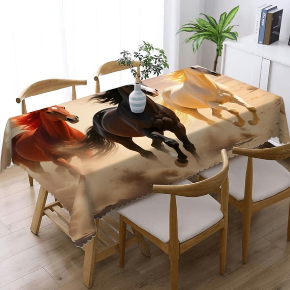 1pc Horse Running in Desert Storm Print Tablecloths for dining table ...