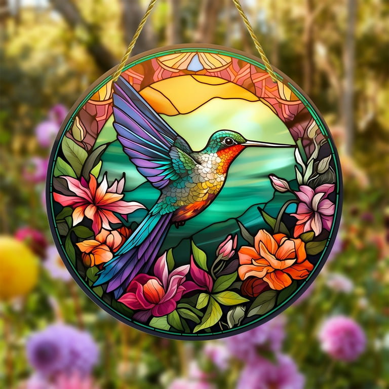 Stained Glass Hummingbird Suncatcher