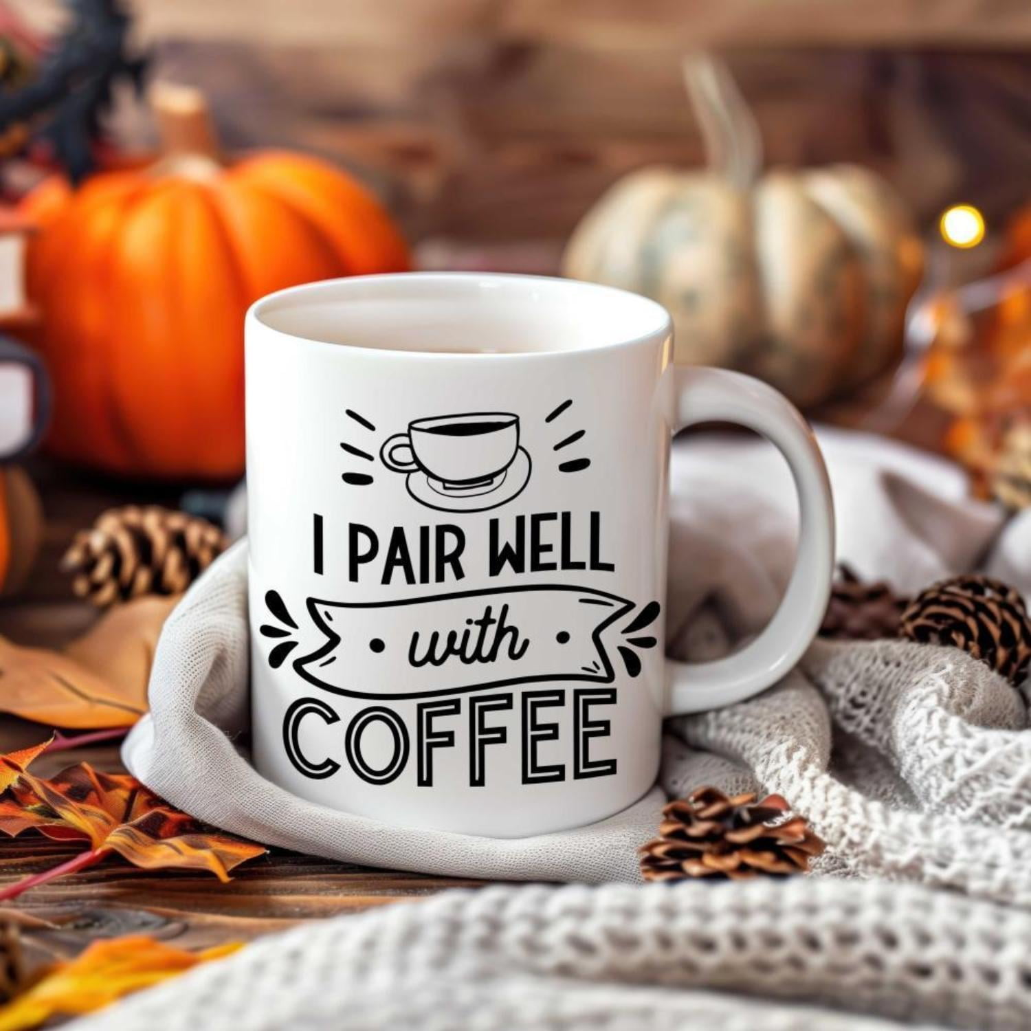 1pc I Pair Well with Coffee Ceramic Mug 11oz Reusable Washable with ...