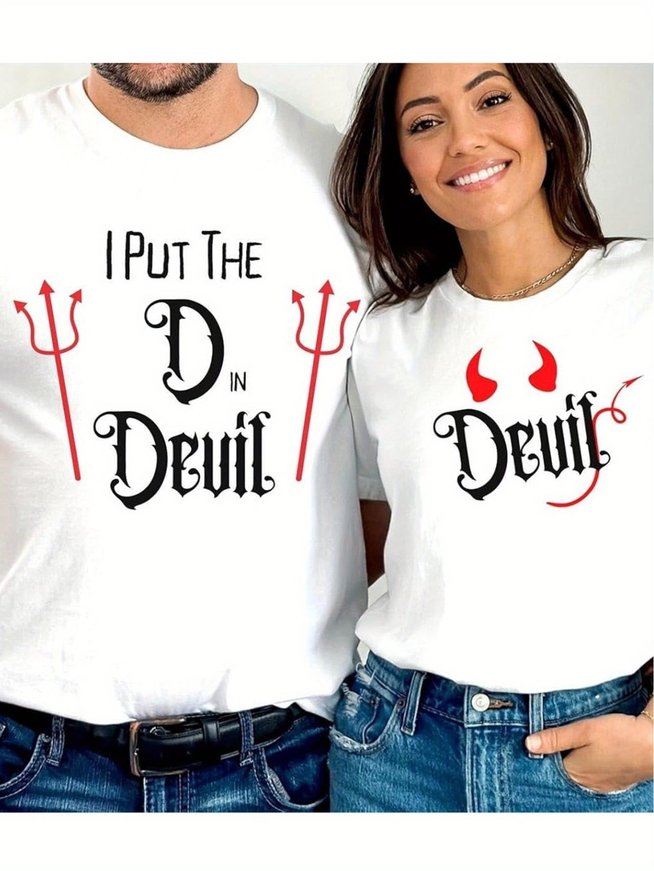 1pc "I Put the D in Devil" Matching Couple T-Shirt - Fun & Spooky ...