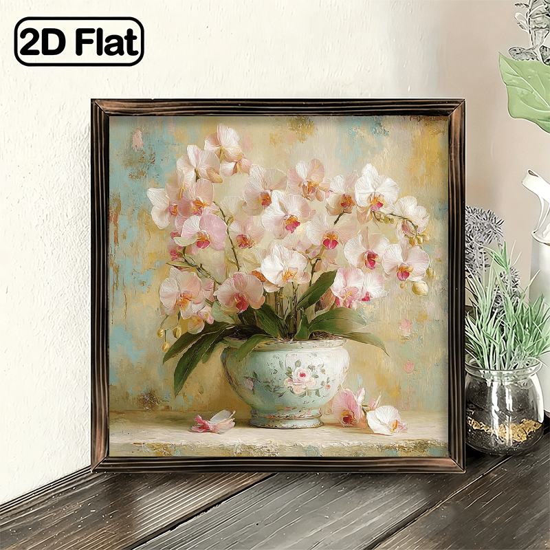 1pc Impressionist Orchid Flower Painting Art Print, 8x8 Inch Decorative ...