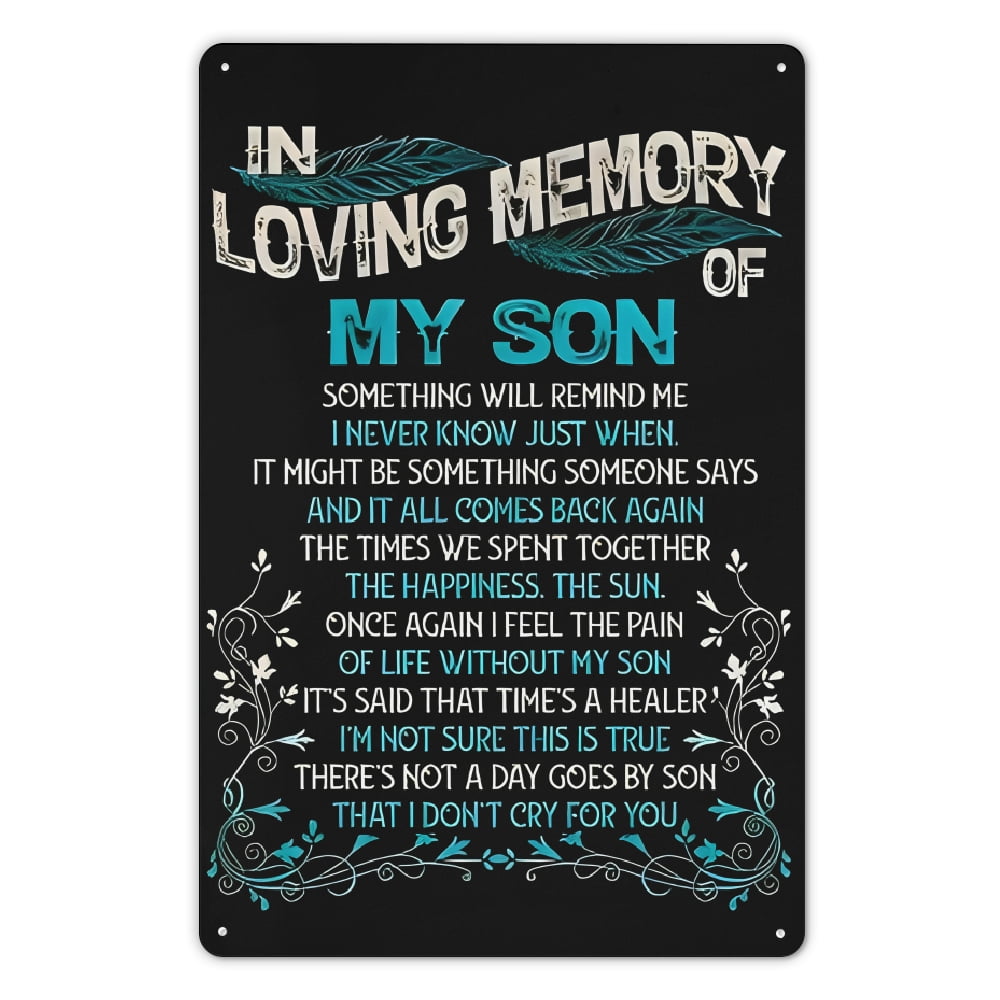 1pc, "In Loving Memory of My Son" Metal Sign, 12x8 inches, Memorial ...