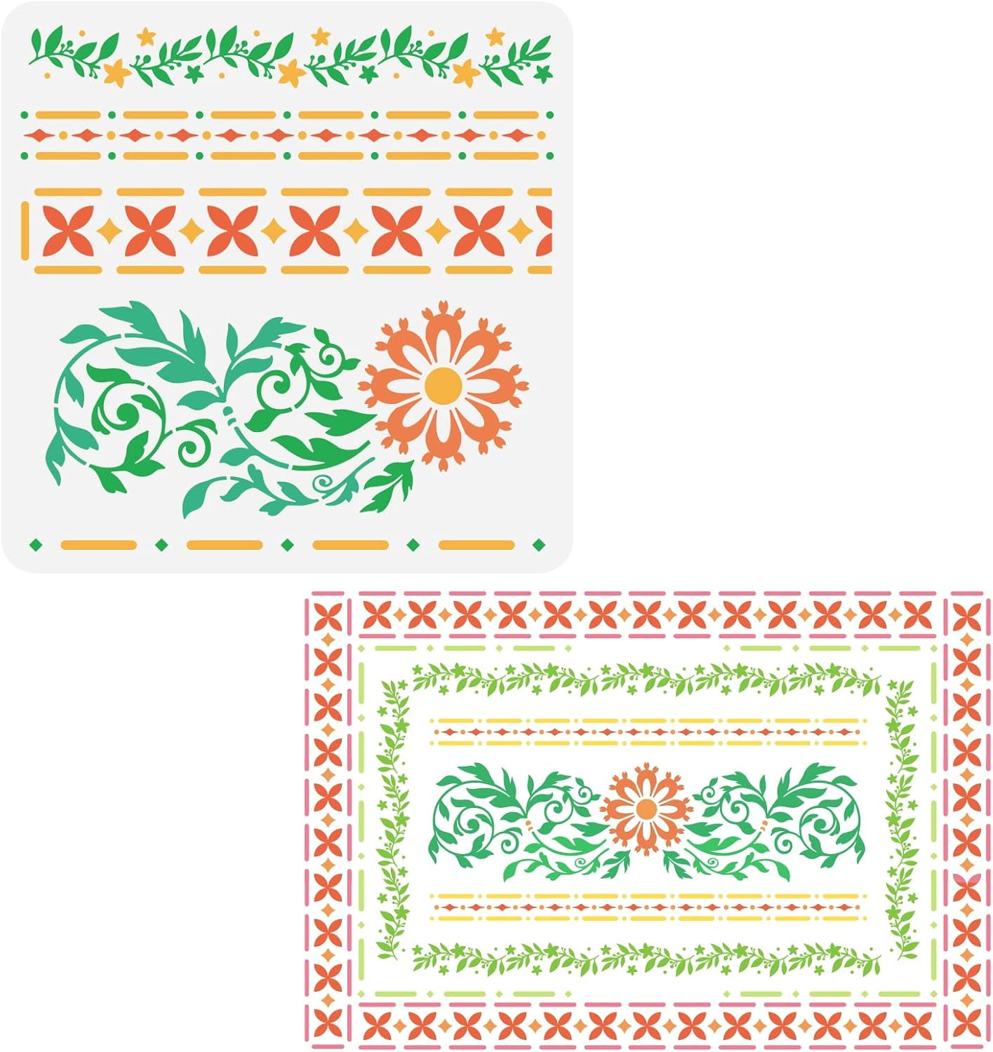 1pc Indian Inlay Stencil 11.8x11.8 inch Daisy Branch Stencils Template ...