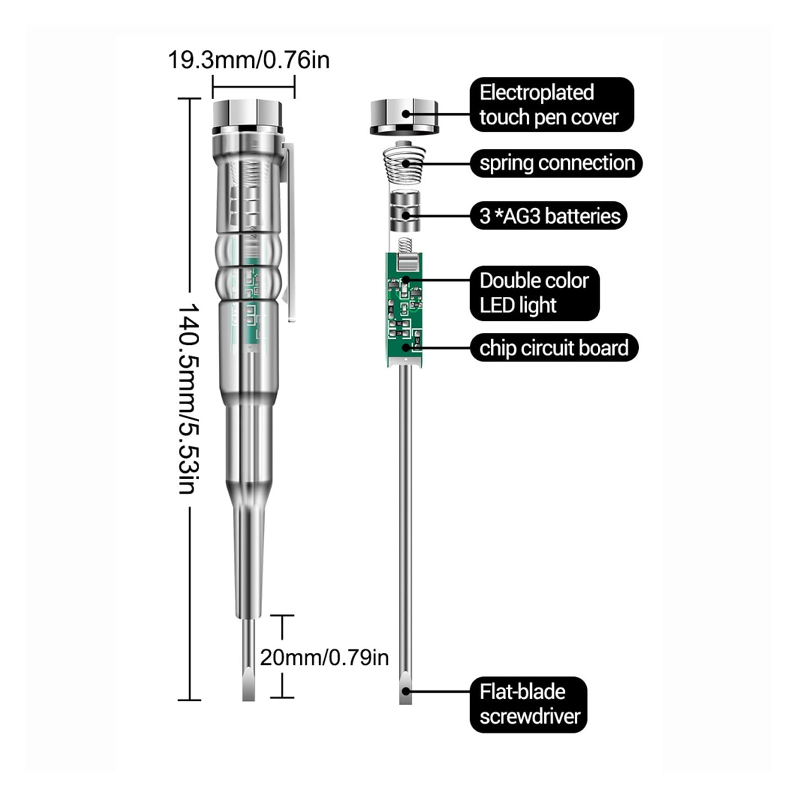 1pc Induced Electric Tester Pen AC/DC 70-250V Test Pen Screwdriver ...