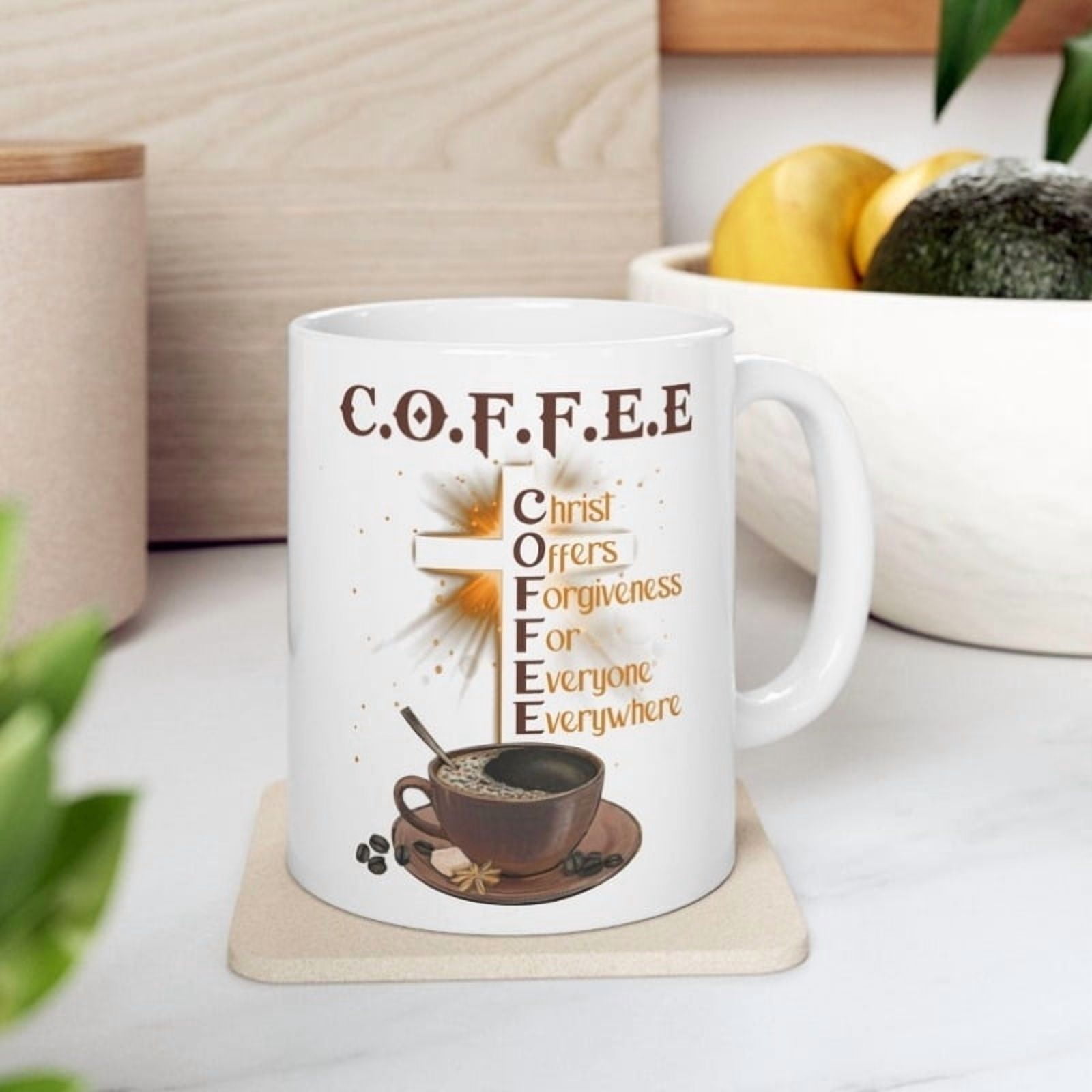 1pc Inspirational Bible Verse Ceramic Coffee Mug- "Christ Offers ...