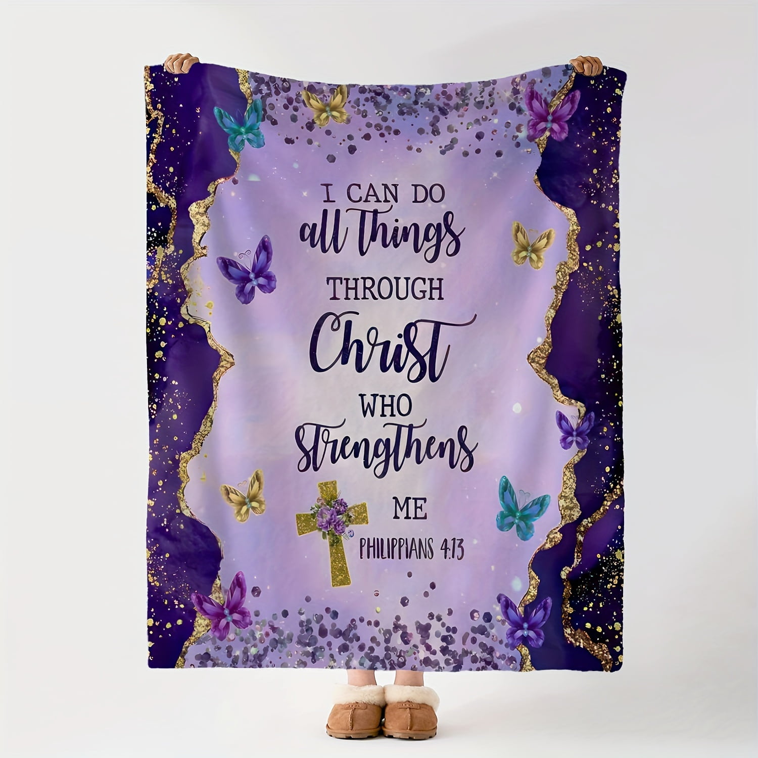1pc Inspirational Bible Verse Digital Print Soft Warm Throw Blanket ...