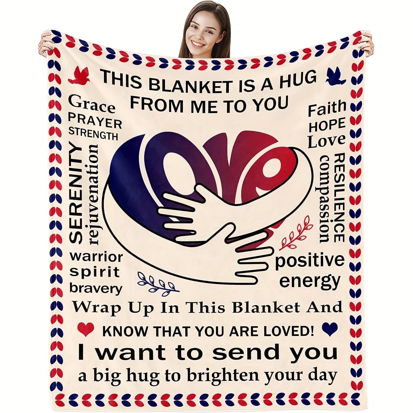 1pc Inspirational Flannel Cuddle Blanket with Uplifting Messages Soft ...